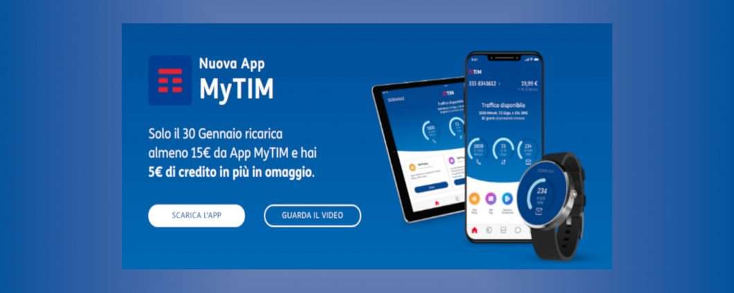 TIM: 5€ di credito in omaggio se ricarichi da app
