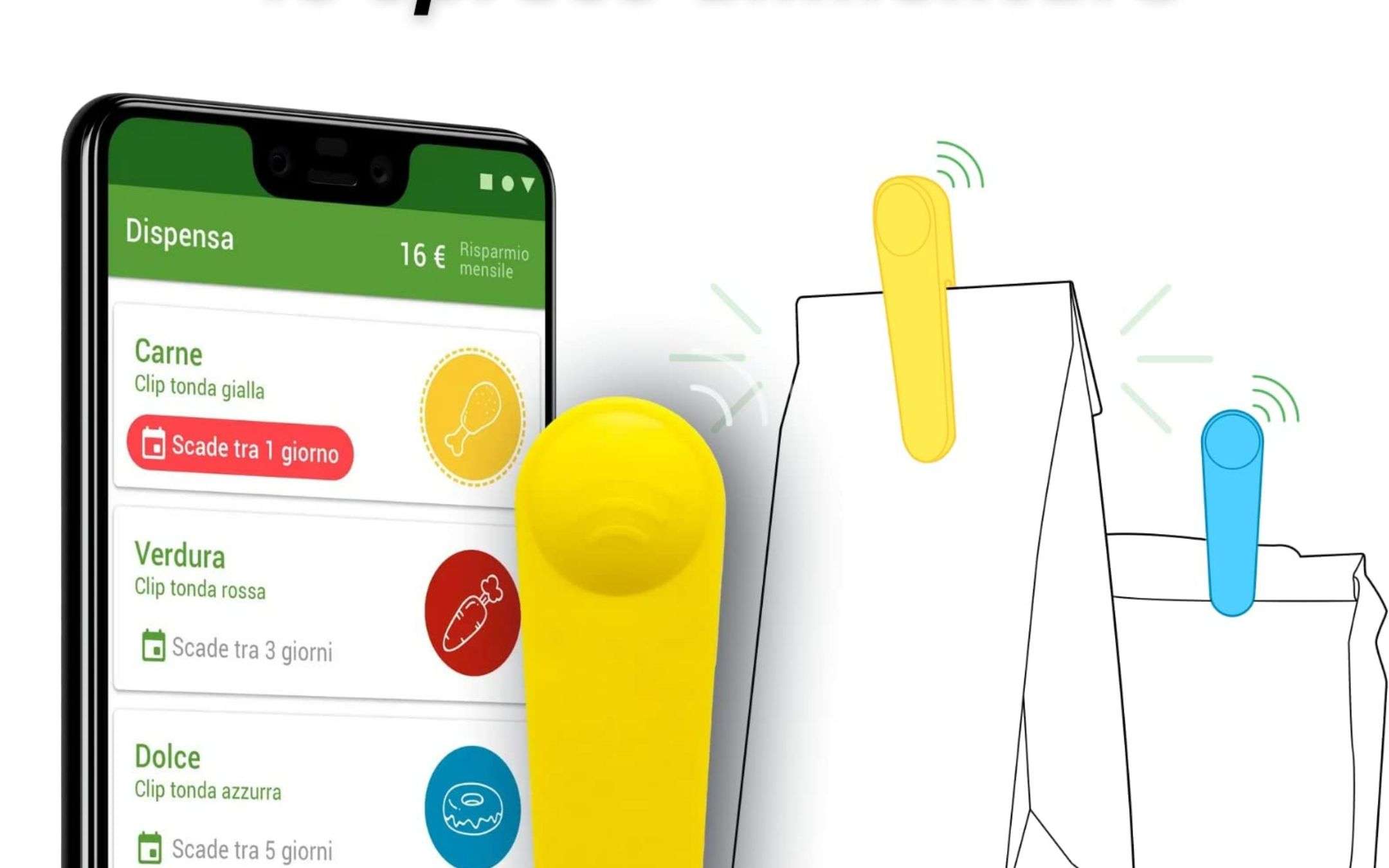 Basta cibi scaduti: la clip SMART ti ricorda le scadenze (4pz 14€)