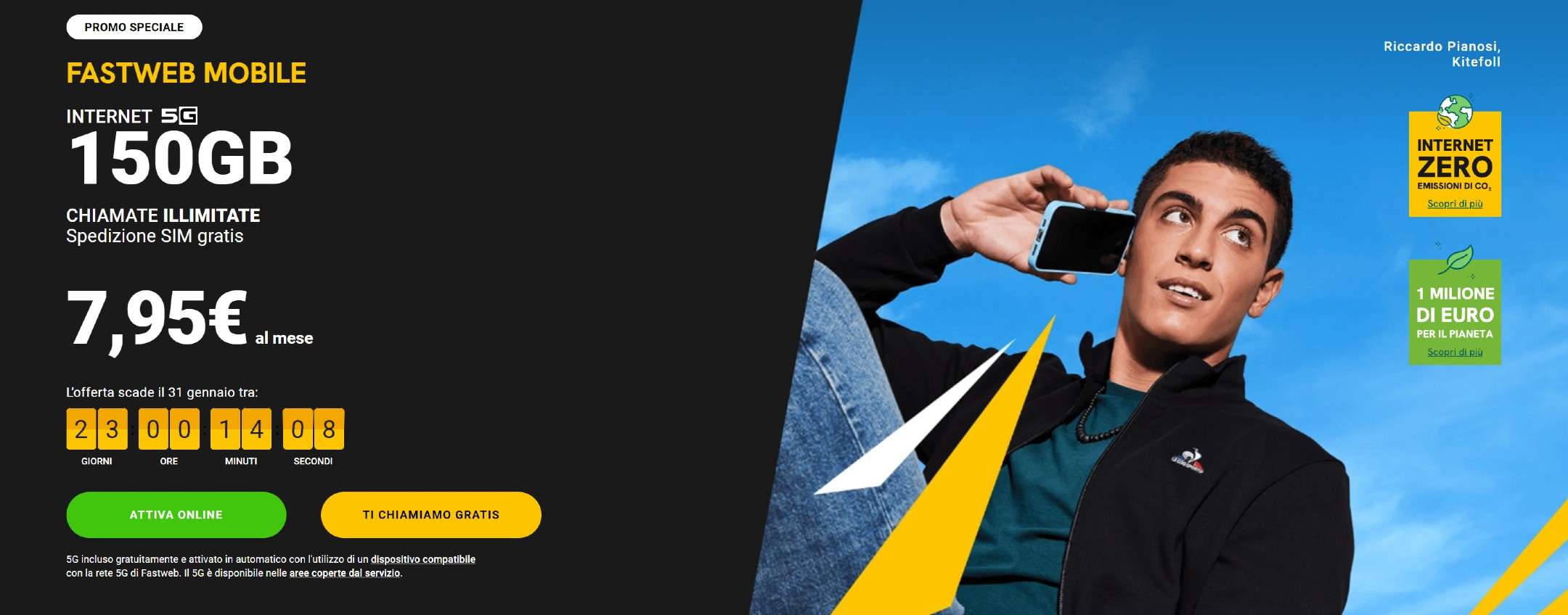 Fastweb: PROMO 5G a meno di 8 euro al mese