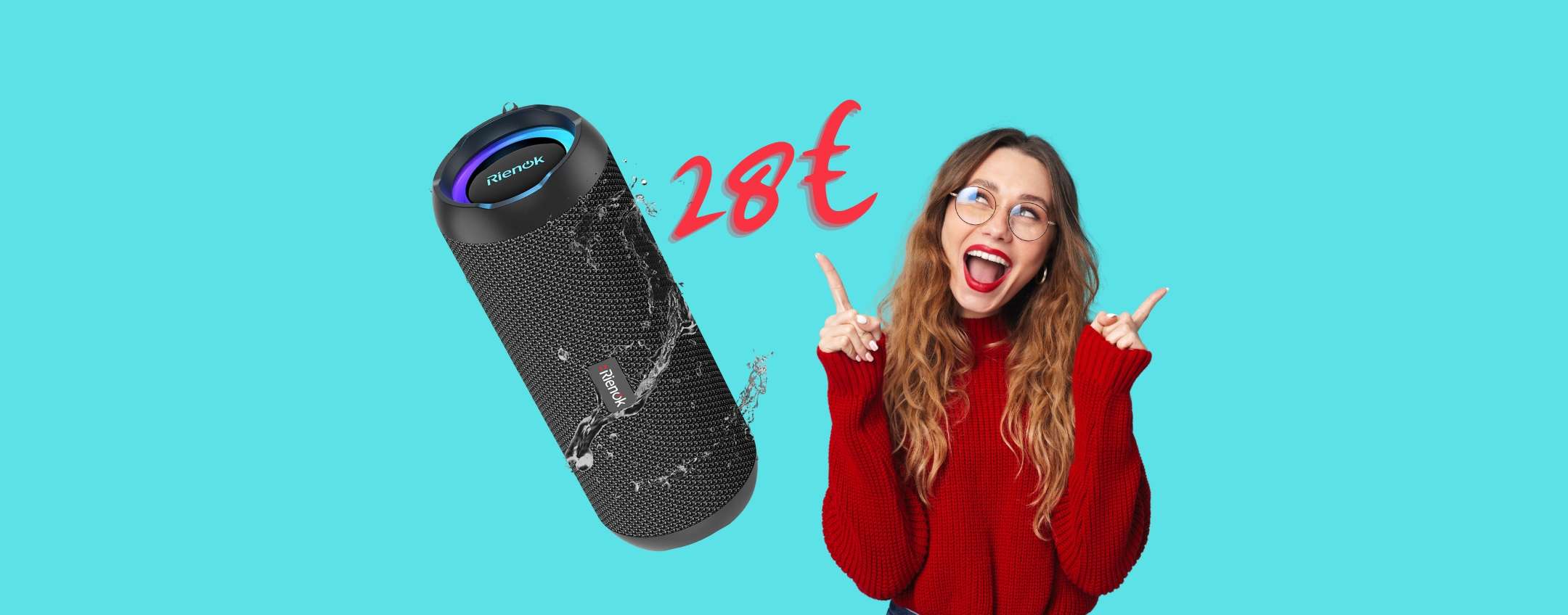 Cassa Bluetooth portatile e impermeabile, solo 28€