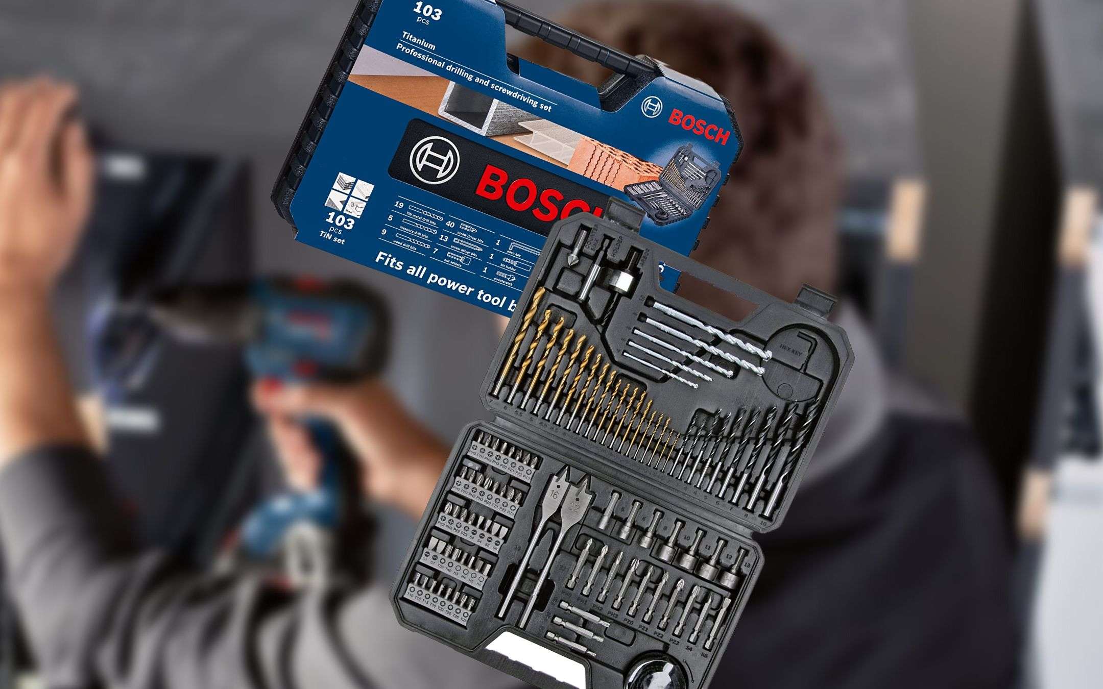L'inimitabile kit Bosch Professional 103 in 1 CROLLA a 23€ su Amazon