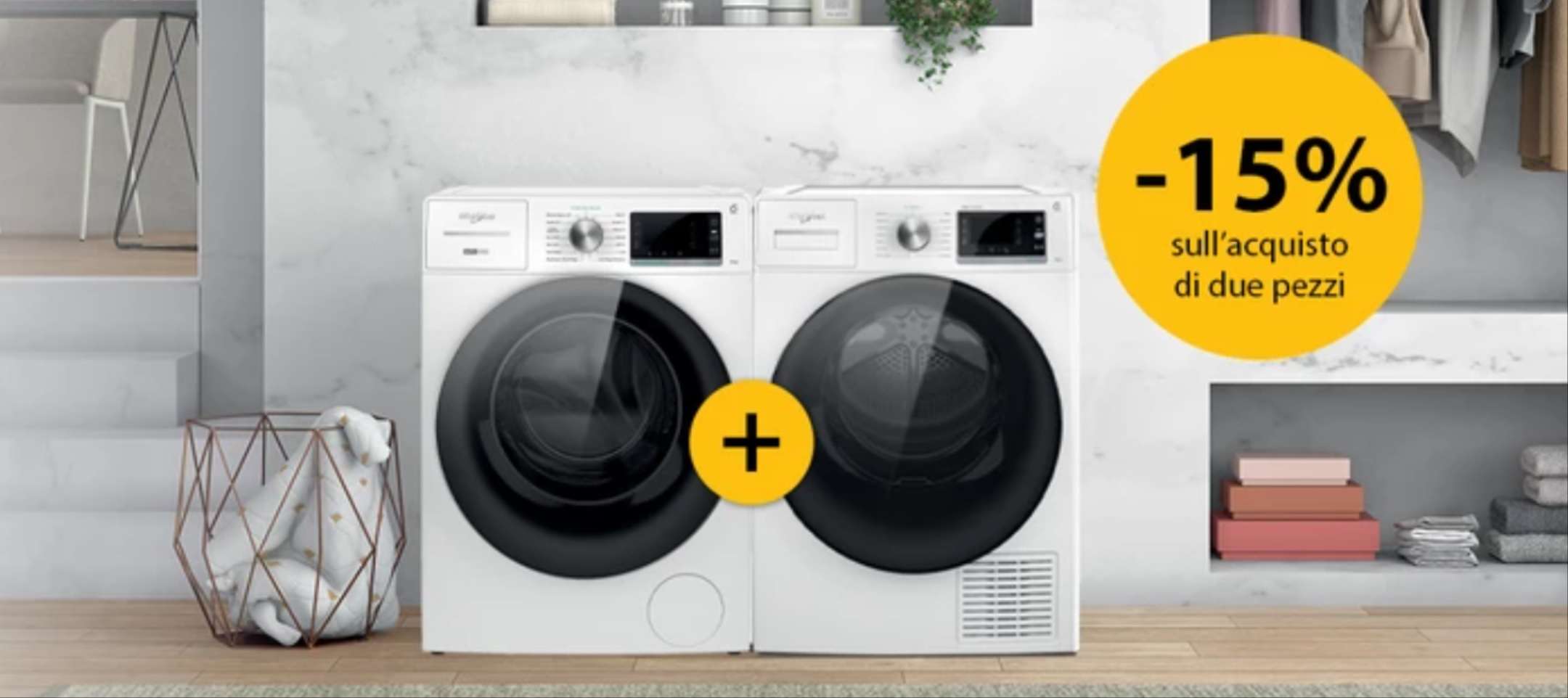 Lavatrici Whirlpool: ecco come ottenere uno sconto del 15% a carrello