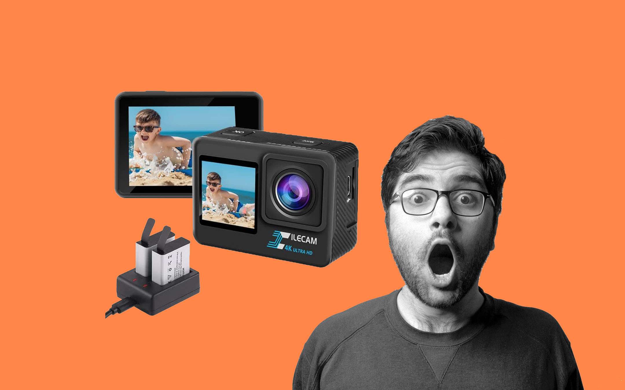 Action Cam 4K UHD con 2 schermi in offerta del 17%+coupon10%