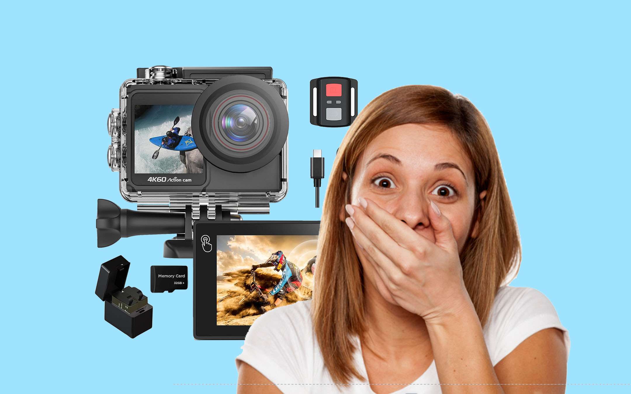 Action Cam 4k Con Scheda Sd Da 32 Gb In Doppio Sconto 73