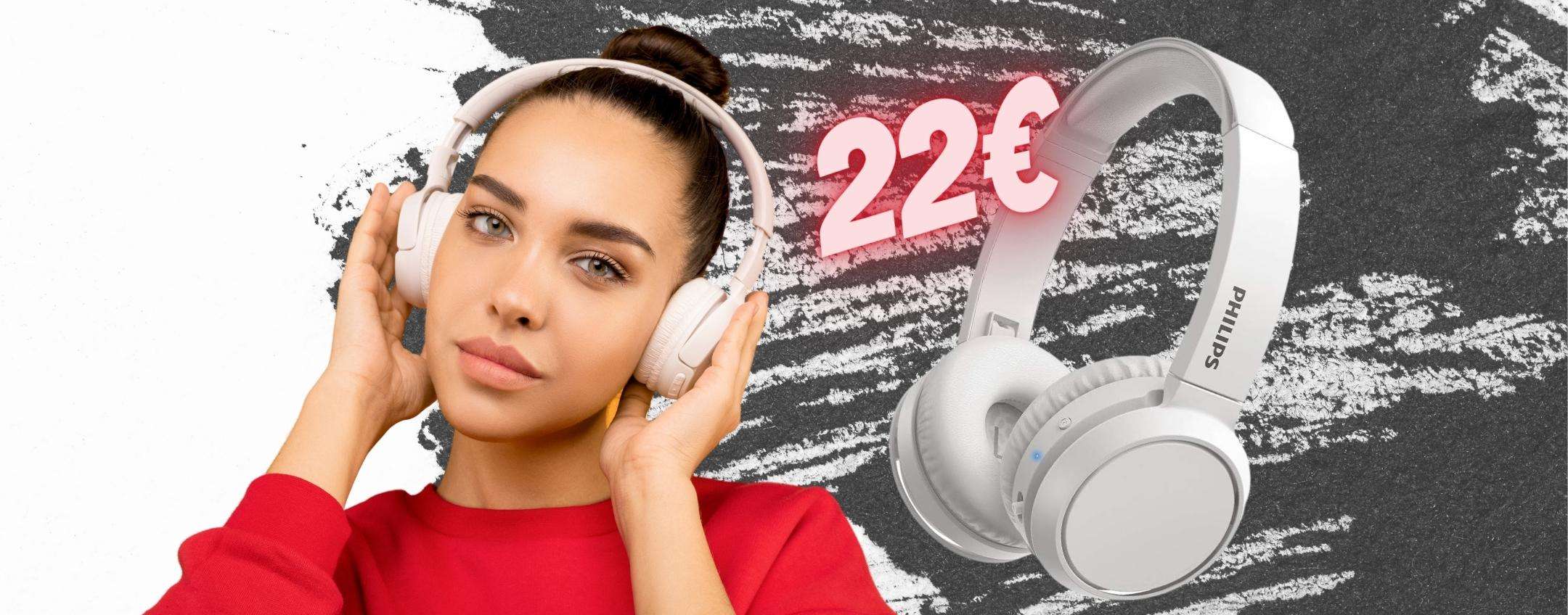 Philips SHOCK: cuffie wireless con bassi potenziati a SOLI 22€