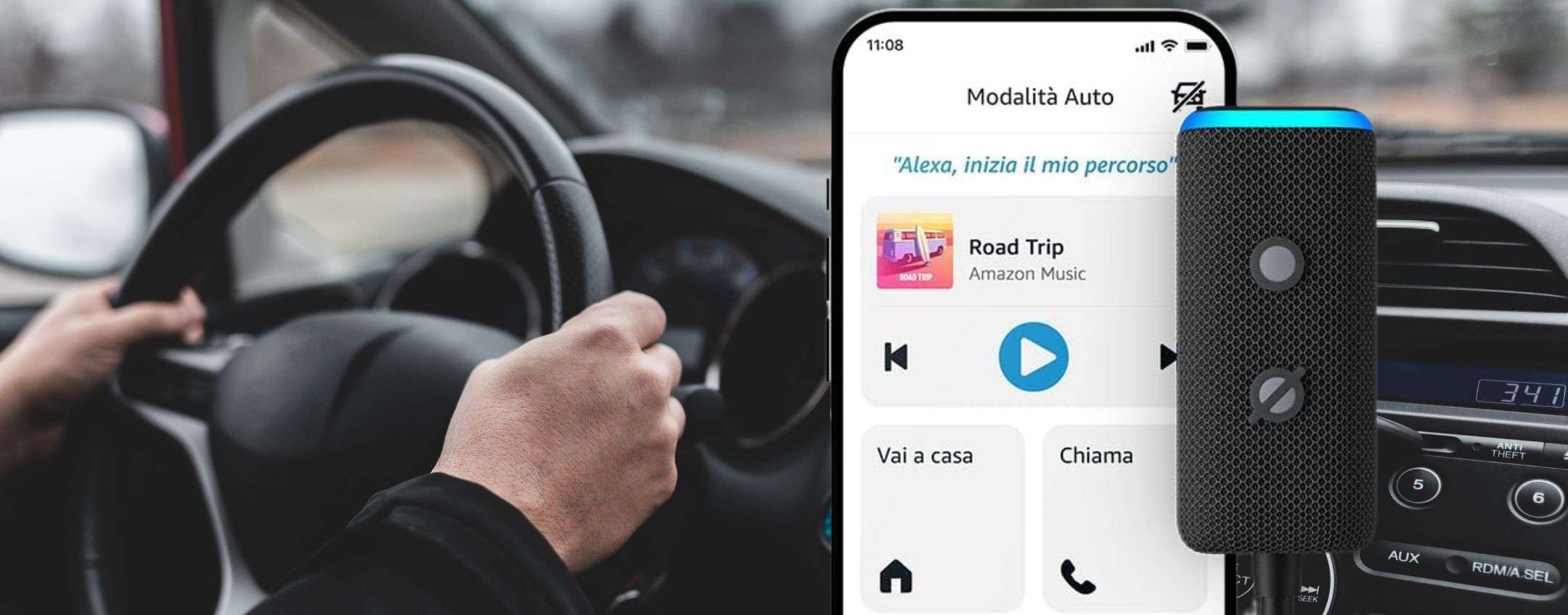 Echo Auto a metà prezzo: 34€ e rendi la vecchia macchina super SMART (-50%)