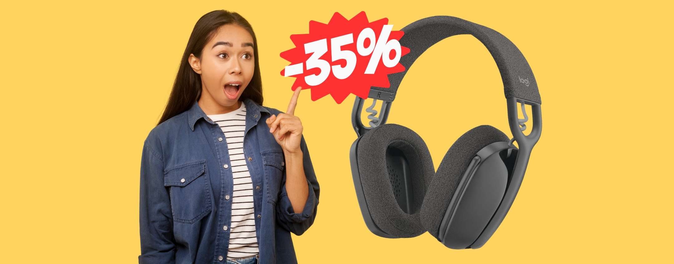 Logitech Zone Vibe 125: cuffie wireless con microfono a PREZZO WOW