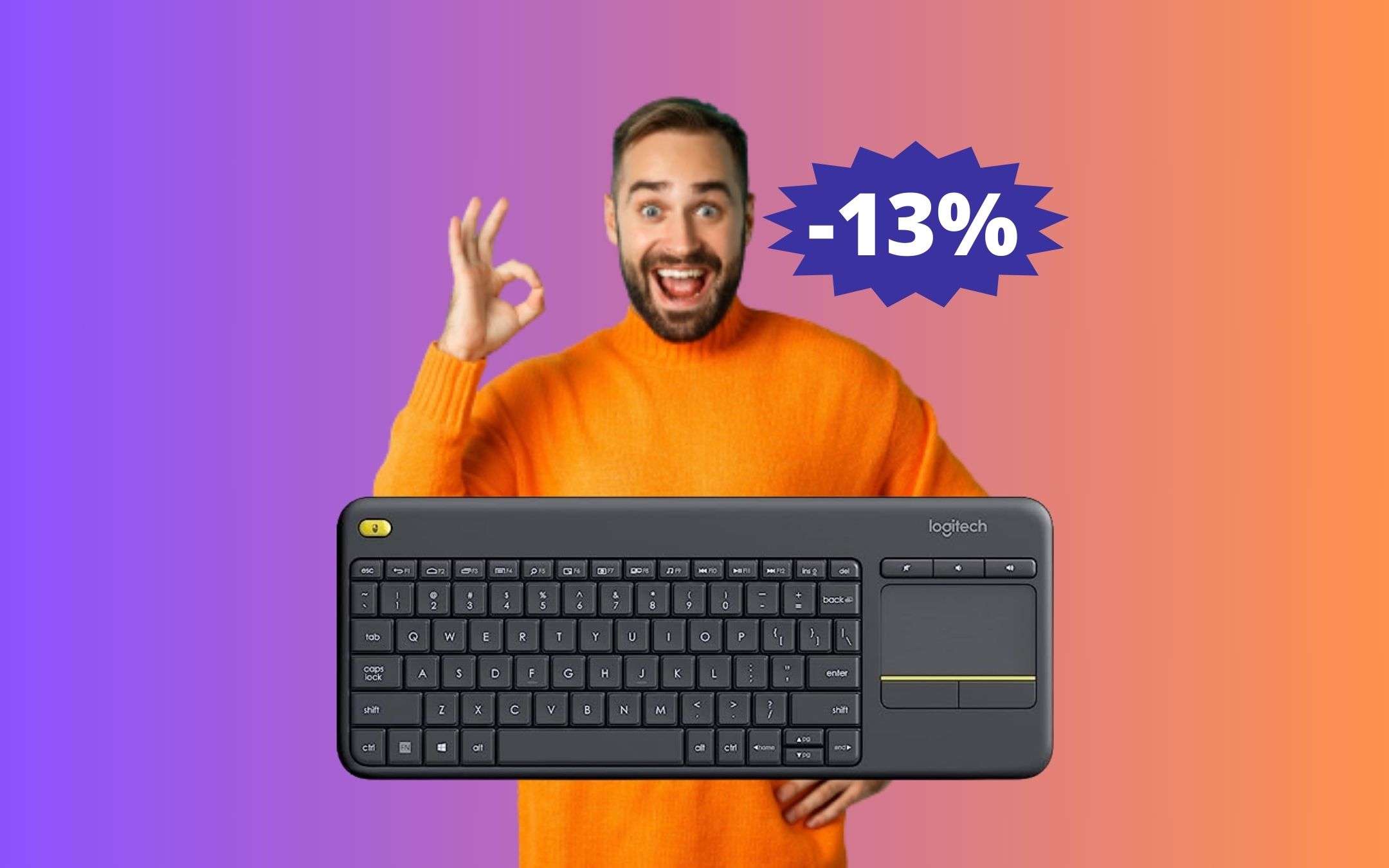 Logitech K400 Plus: tastiera e mouse 2in 1 (-13%)