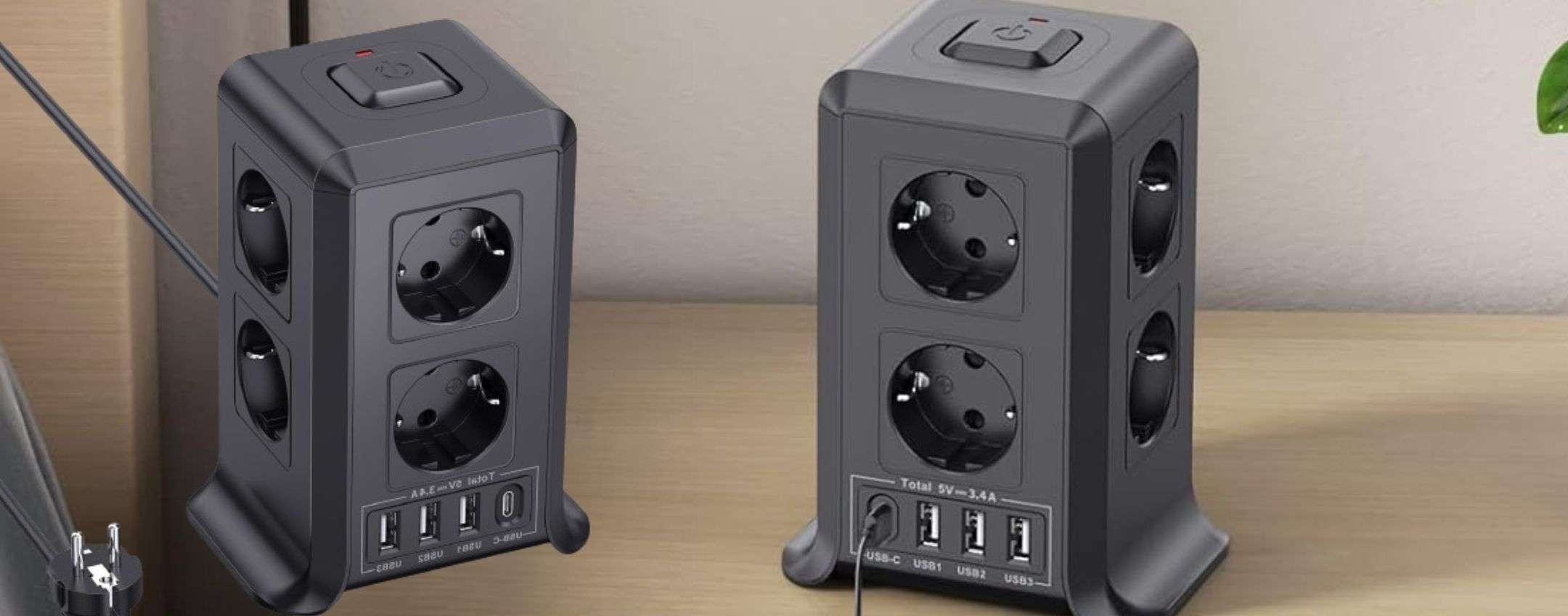 Multipresa a torre 12 in 1 a 20€ su Amazon: prezzo SHOCK a tempo limitato