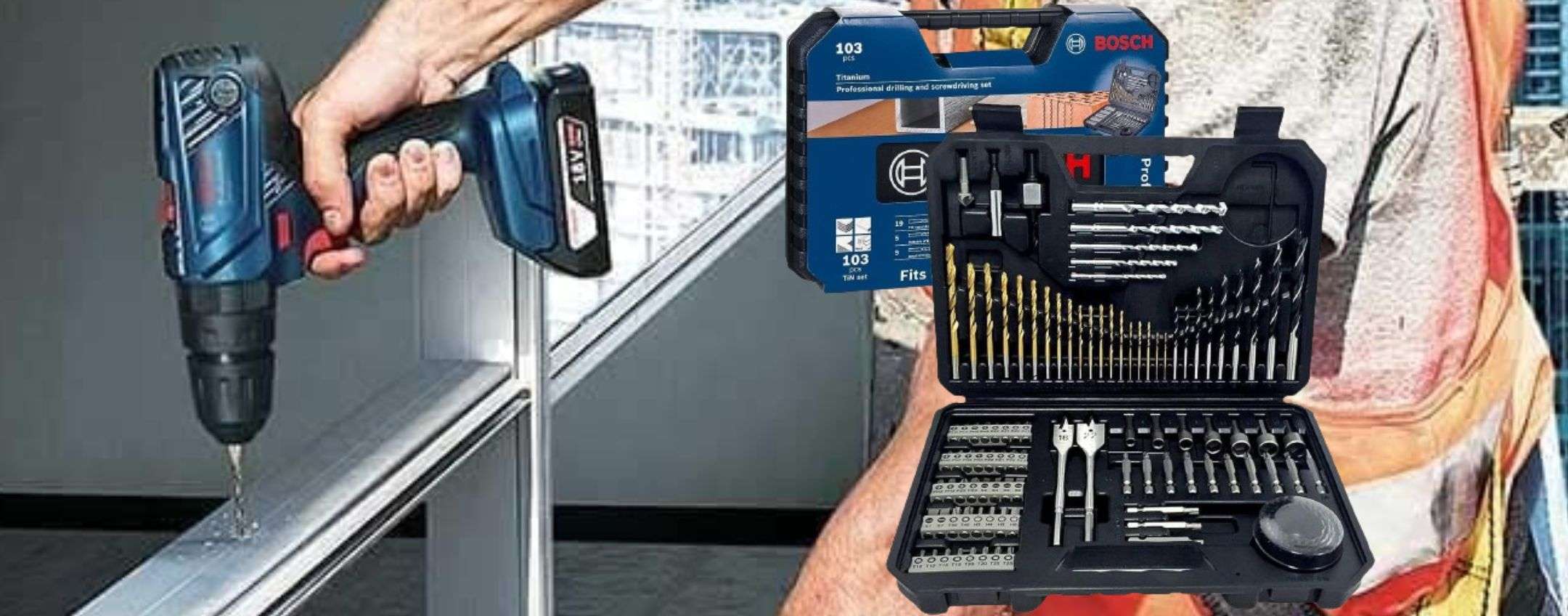 Bosch PROFESSIONAL su Amazon: mega kit 103 in 1 con valigetta a 22€ (-41%)