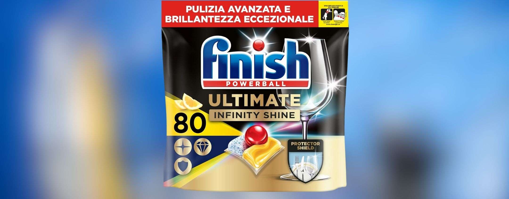 Finish Ultimate Infinity Shine per lavastoviglie: pulito BRILLANTE, 80 ...