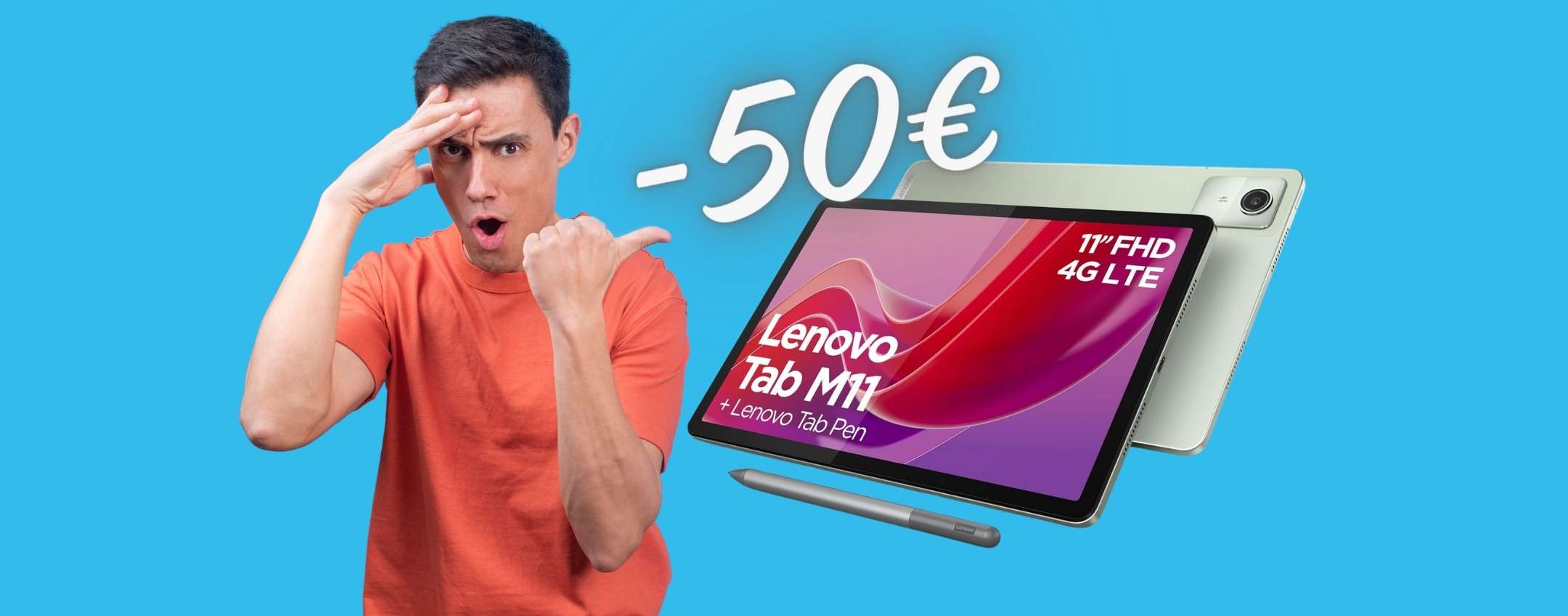 Lenovo Tab M11 da 10,95" con 128GB, Android 13 e Sim a 50€ in MENO