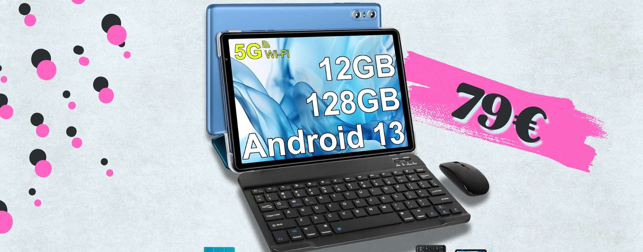 10" di TABLET Android con 128GB di spazio e accessori INCLUSI (79€)