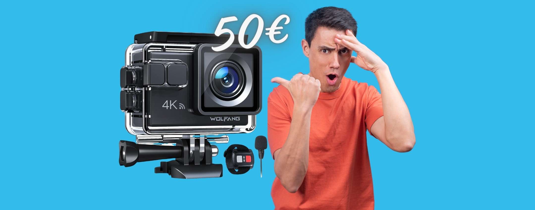 Action Cam WiFi 4K con sensore da 20 MP e telecomando tua a 50€