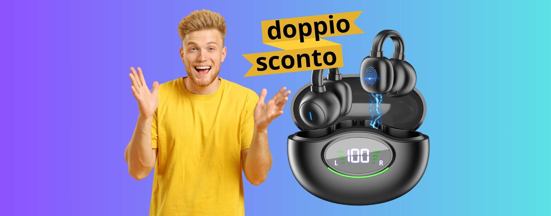 Cuffiette Bluetooth con 42h di autonomia in DOPPIO SCONTO Amazon