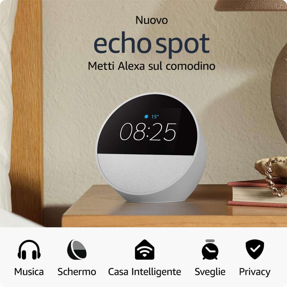 Amazon Echo Spot (2024) in offerta: sveglia smart e audio top