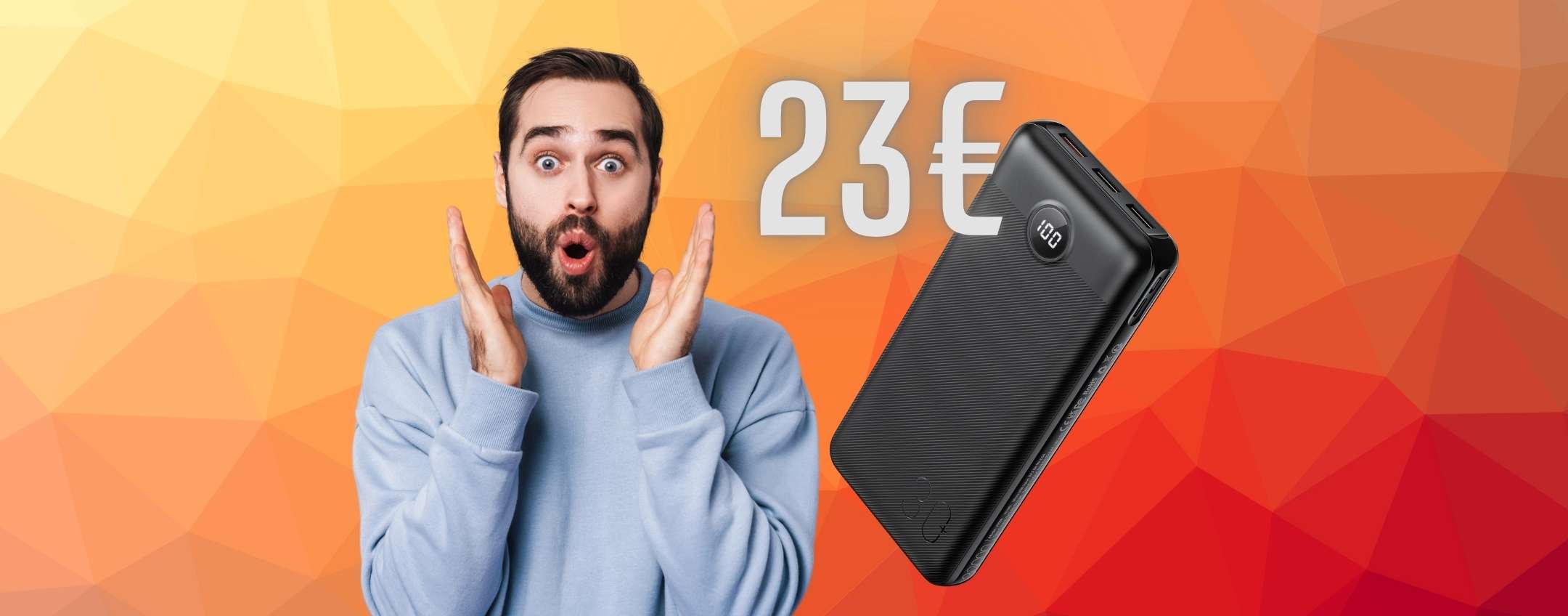 Power Bank velocissimo, con porta PD da 20W, che ricarica fino a 4 device