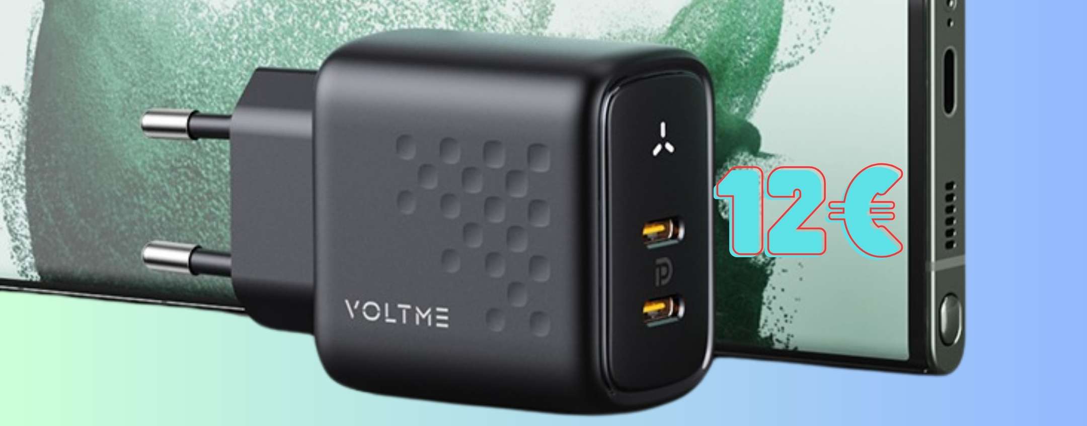 Caricatore USB con 2 porte e potenza da 45W al minimo storico (12€)