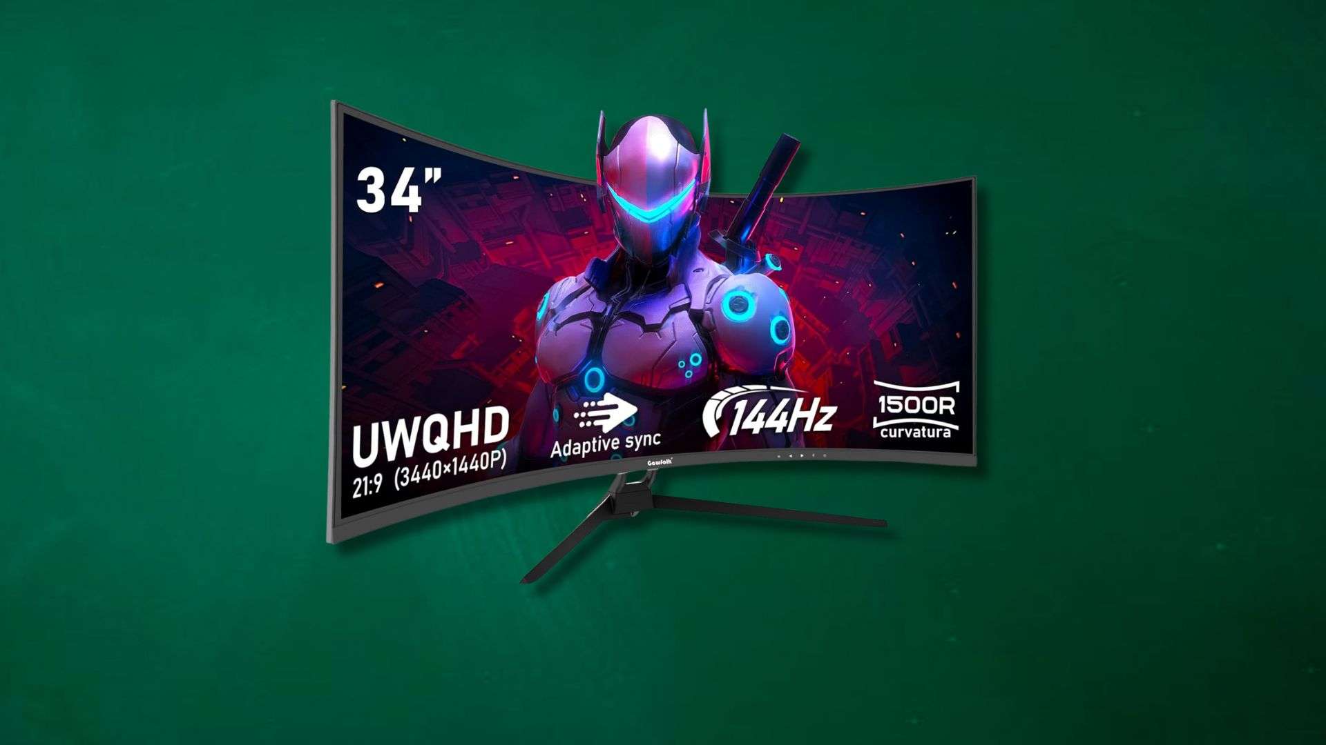 Gawfolk Monitor 34" curvo a 195,47€: 144Hz, UWQHD e pannello 1500R