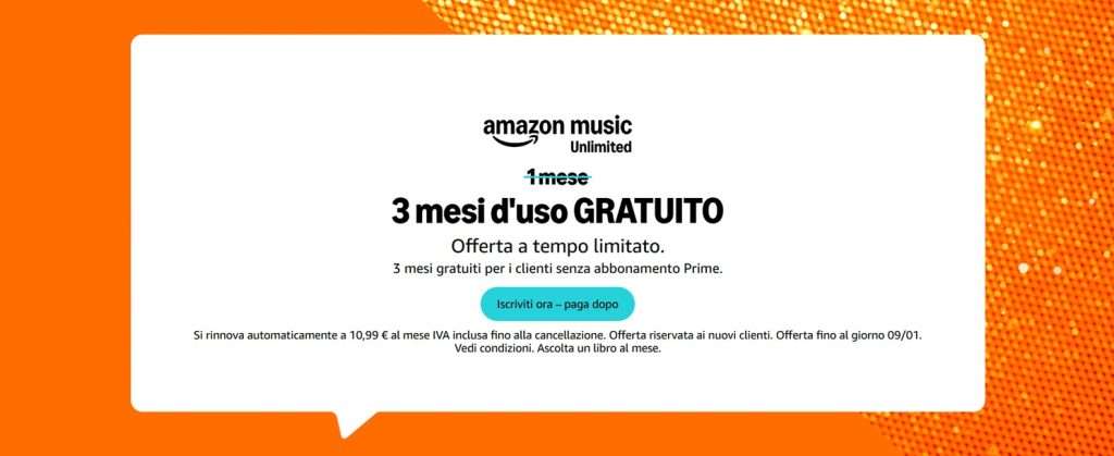 Amazon Music Unlimited, 3 mesi d’uso gratuito per i nuovi clienti fino ...