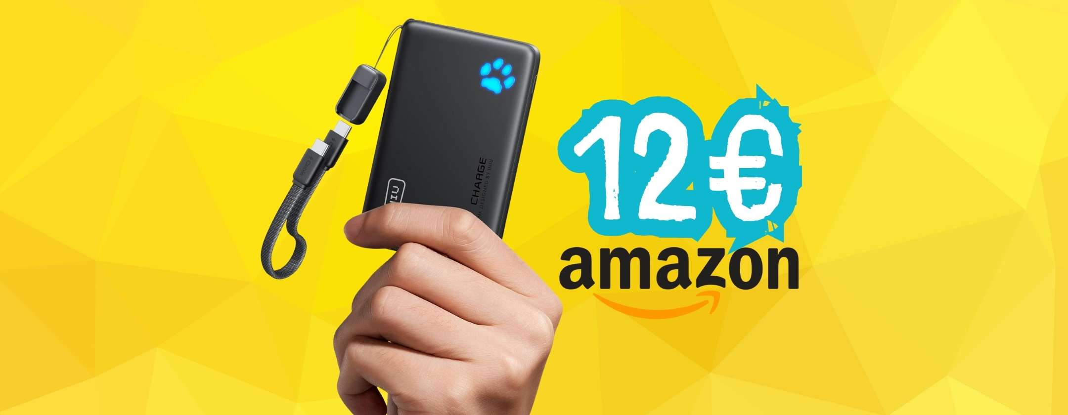 Mini Power Bank da 10000mAh e 45W in doppio sconto a soli 12€